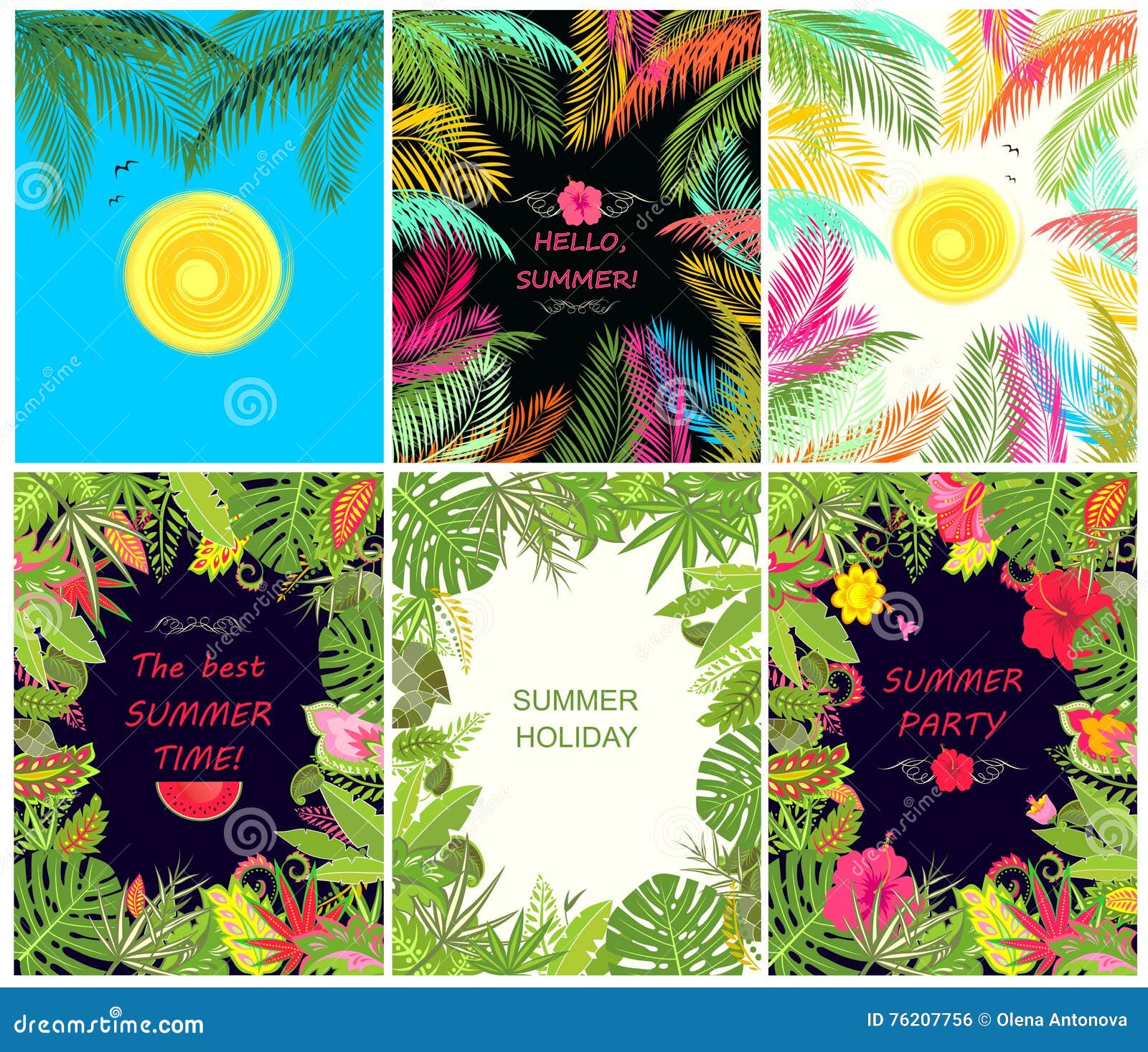 Collection of Summery Tropical Vertical Poster Stock Vector ...