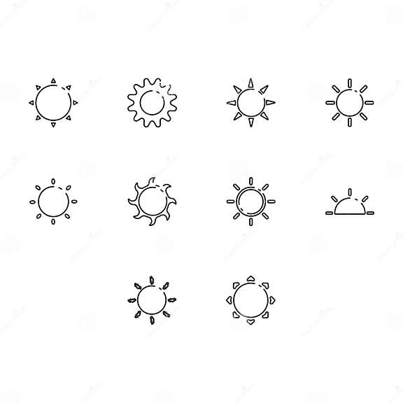 Thin line sun icon set stock vector. Illustration of cartoon - 103039953