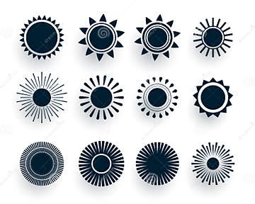 Collection of Sunburst Sign Silhouette Design Stock Vector ...