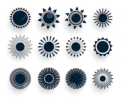 Collection of Sunburst Sign Silhouette Design Stock Vector ...