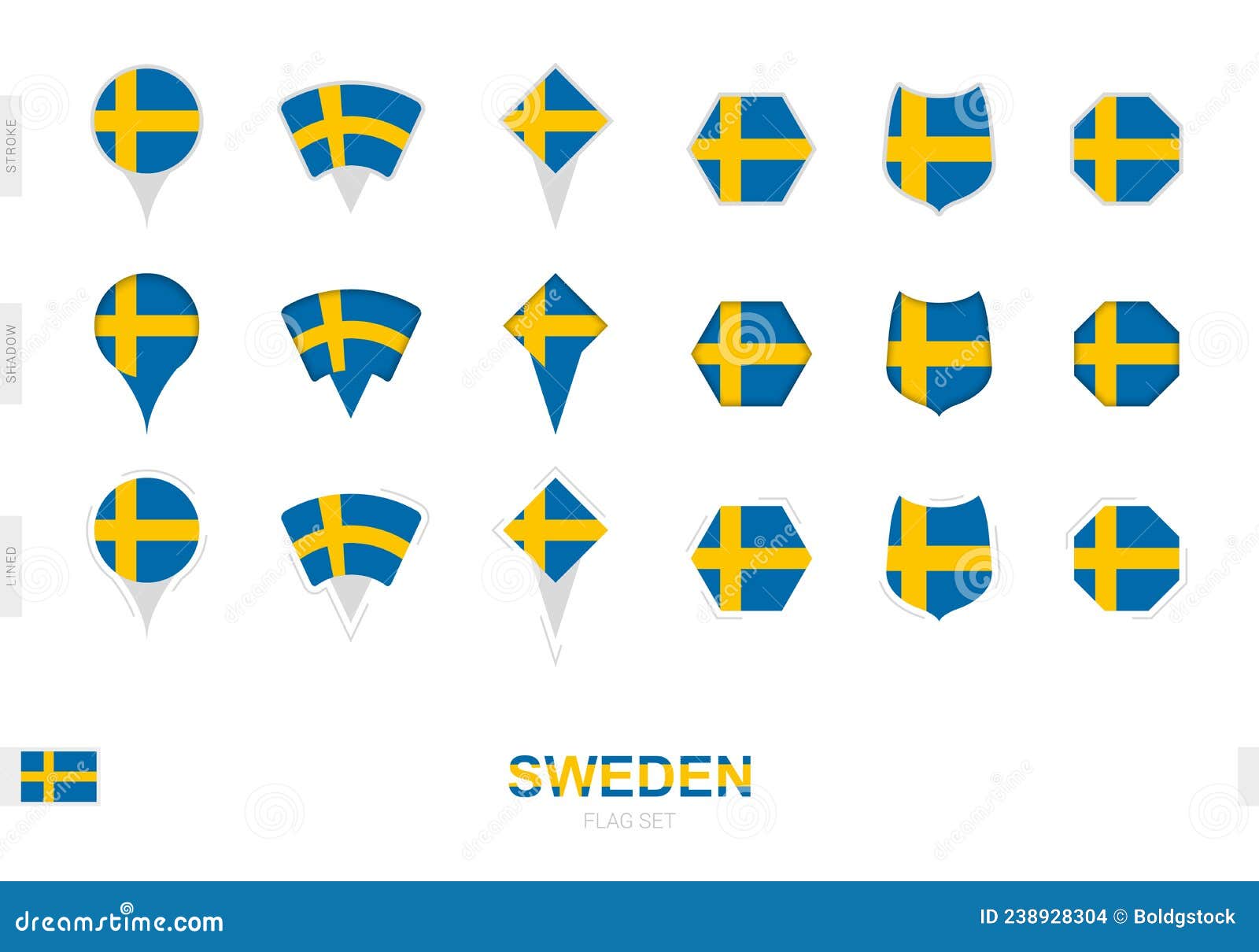 Collection of the Sweden Flag in Different Shapes and with Three ...