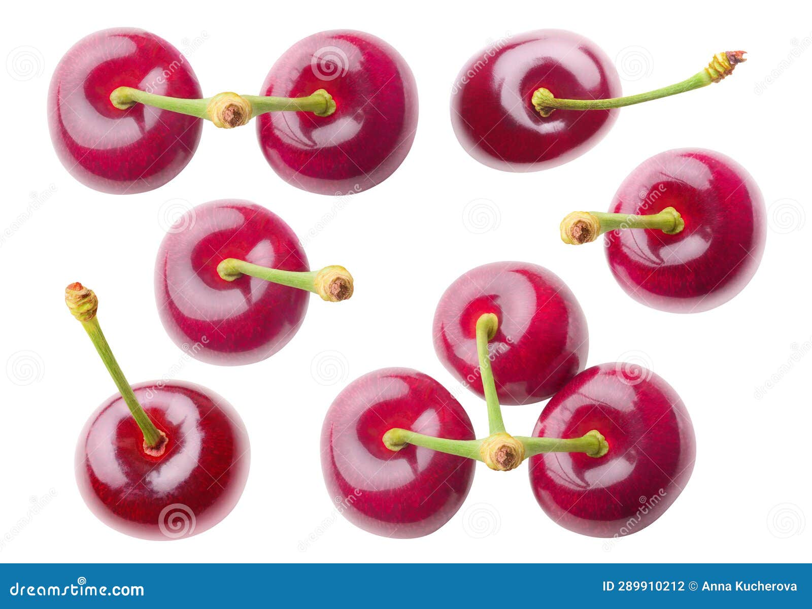 Collection of Sweet Cherries Top View Isolated on White Background ...