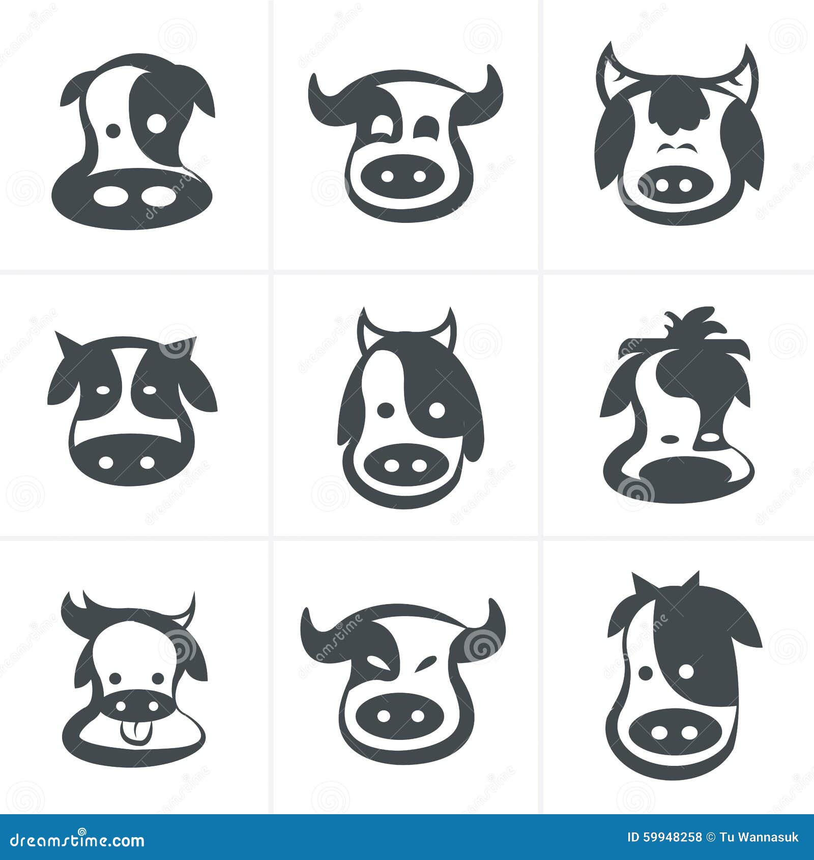 Collection of Symbols Cow. Vector Illustration Stock Illustration ...