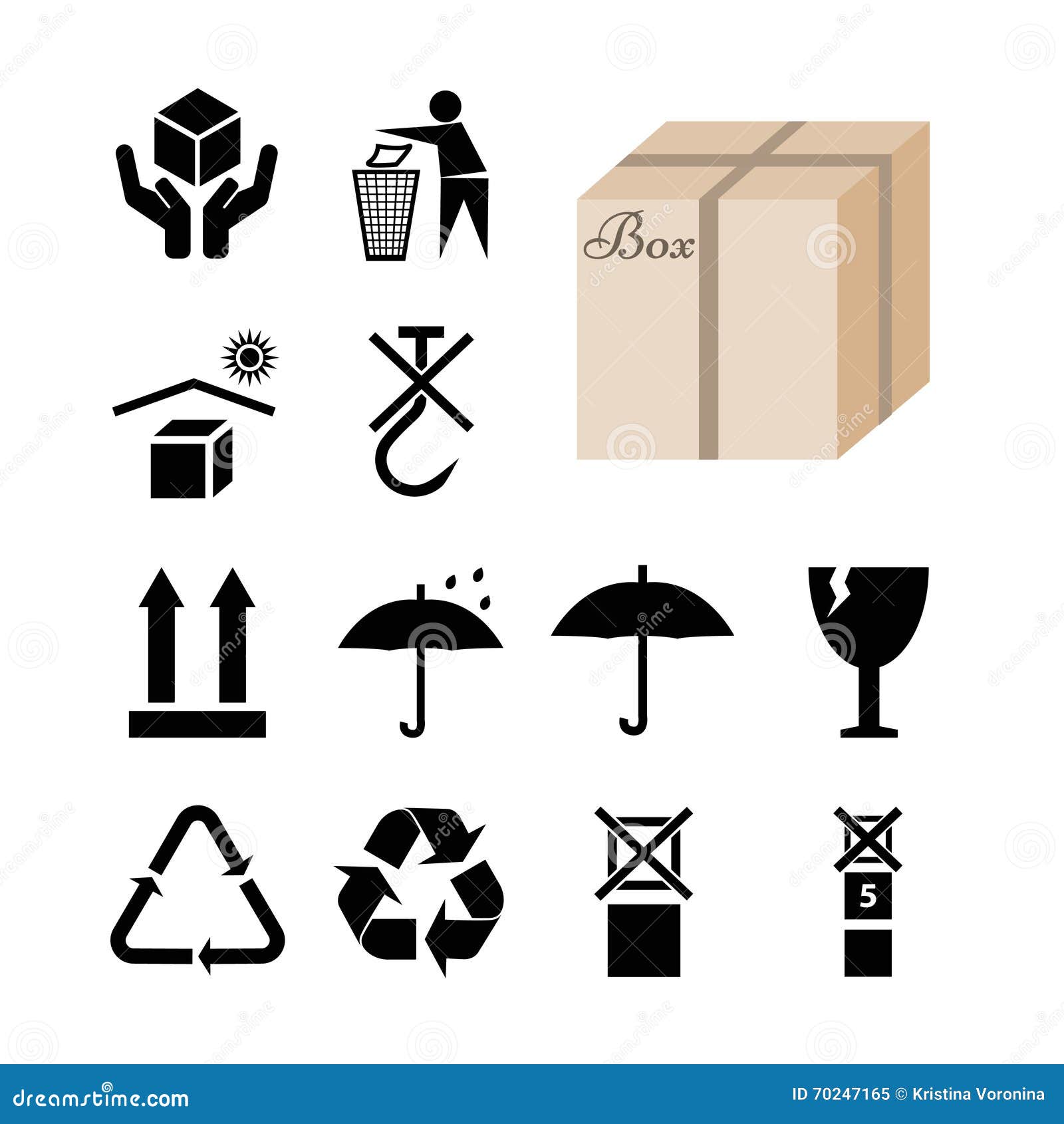 Collection of 12 Symbols Depicted on the Package and Box Stock Vector ...