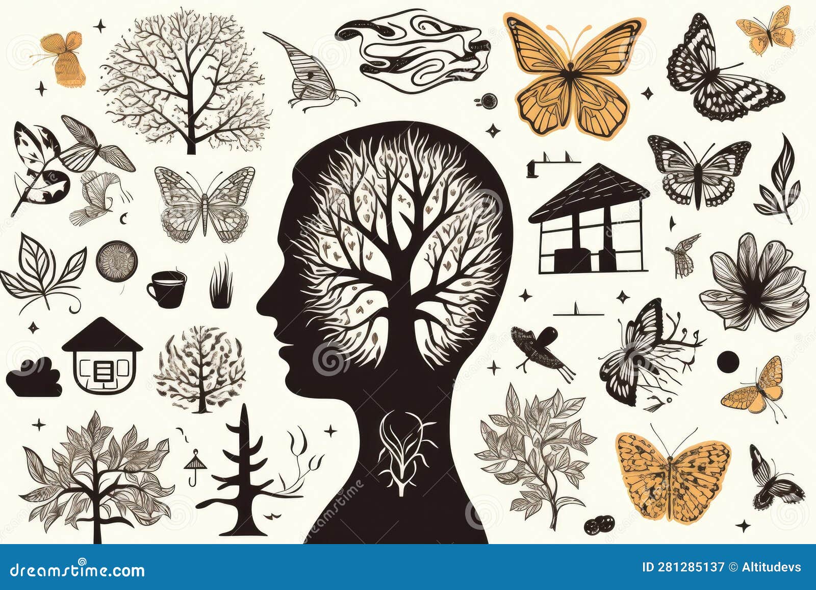 Collection of Symbols, with Each One Representing a Different Mental ...