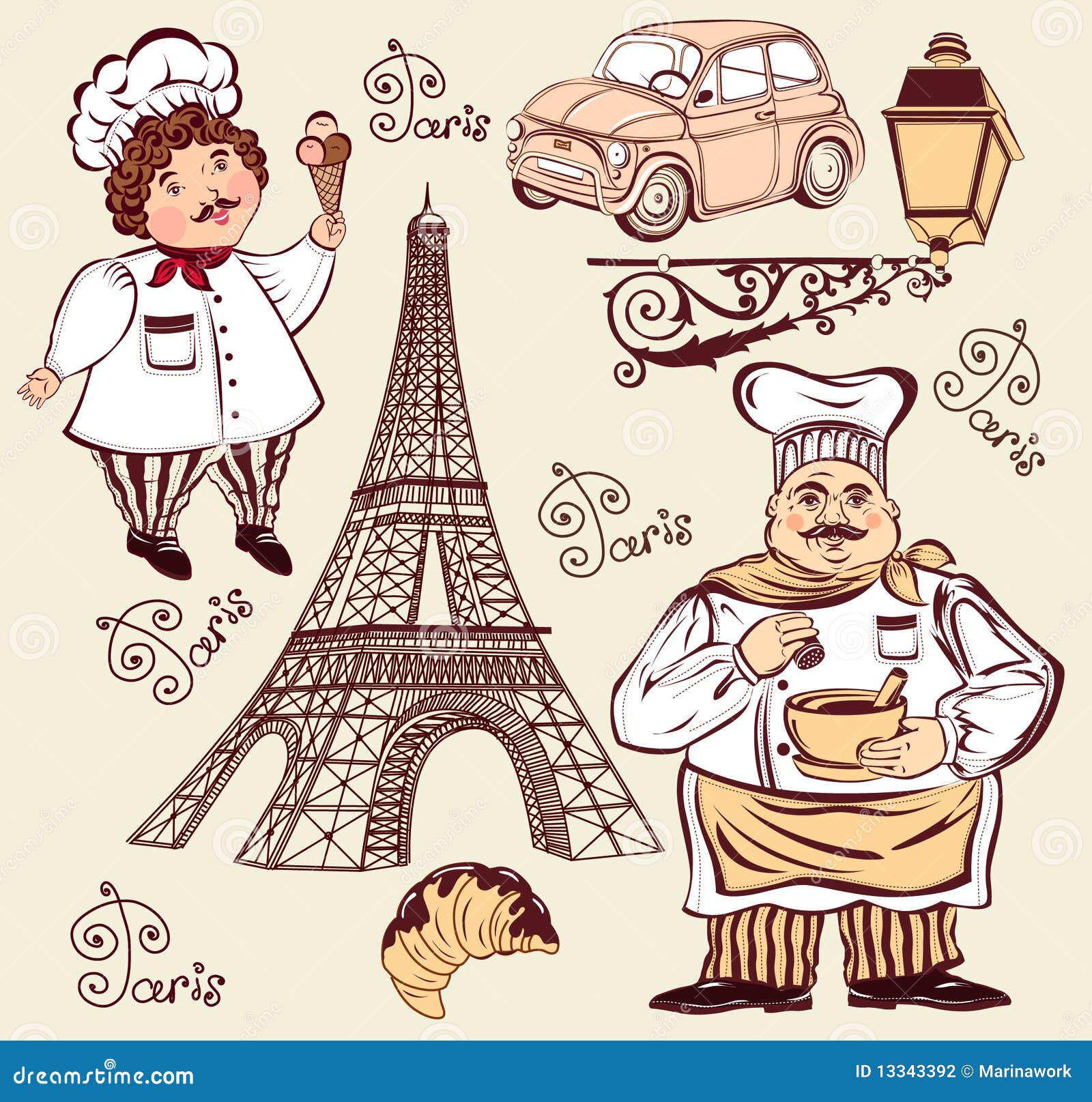 Set Of Symbols Of Paris Cartoon Vector | CartoonDealer.com #14738037