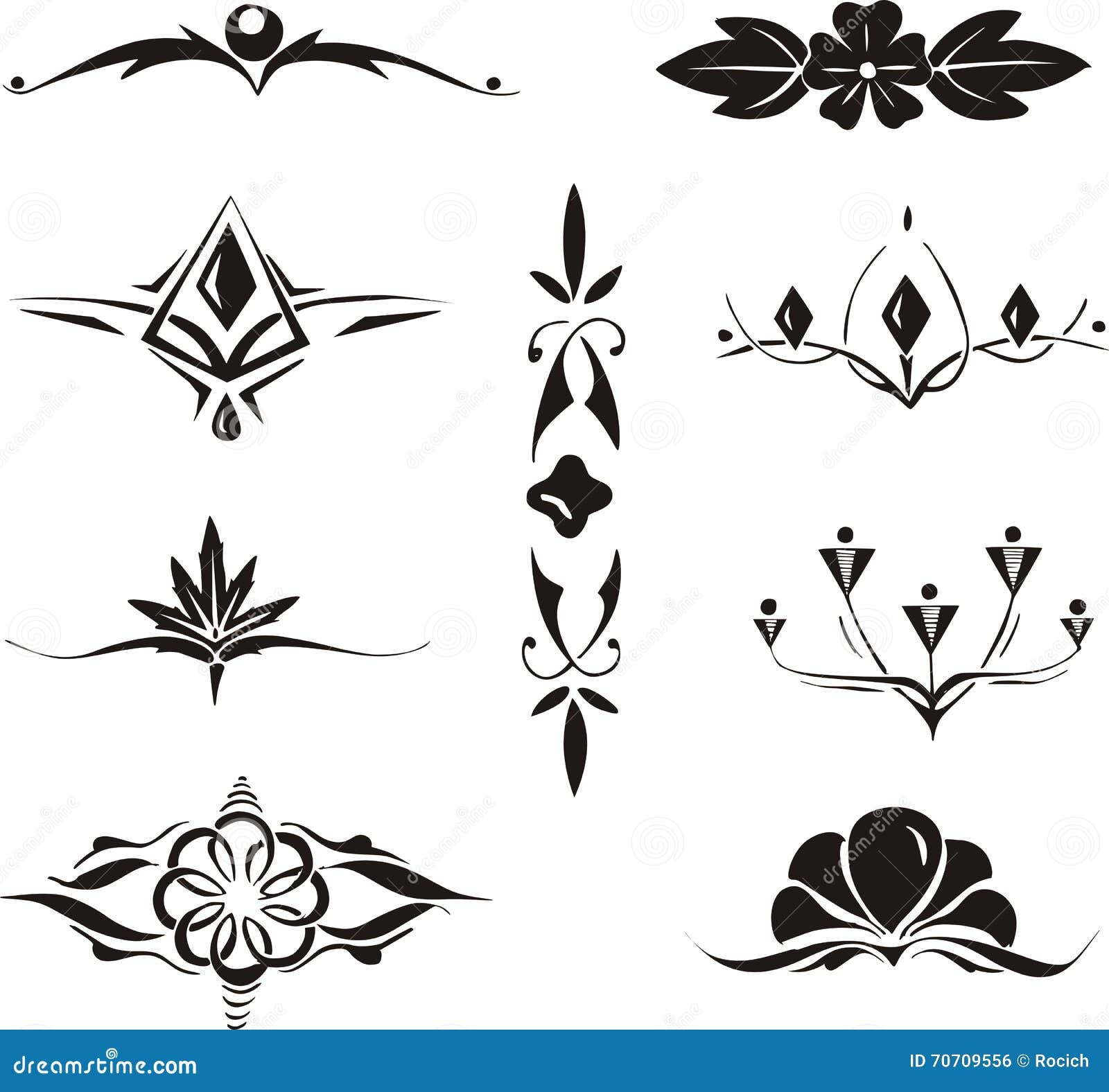 Symmetrical Floral Decorative Dingbats Cartoon Vector | CartoonDealer ...
