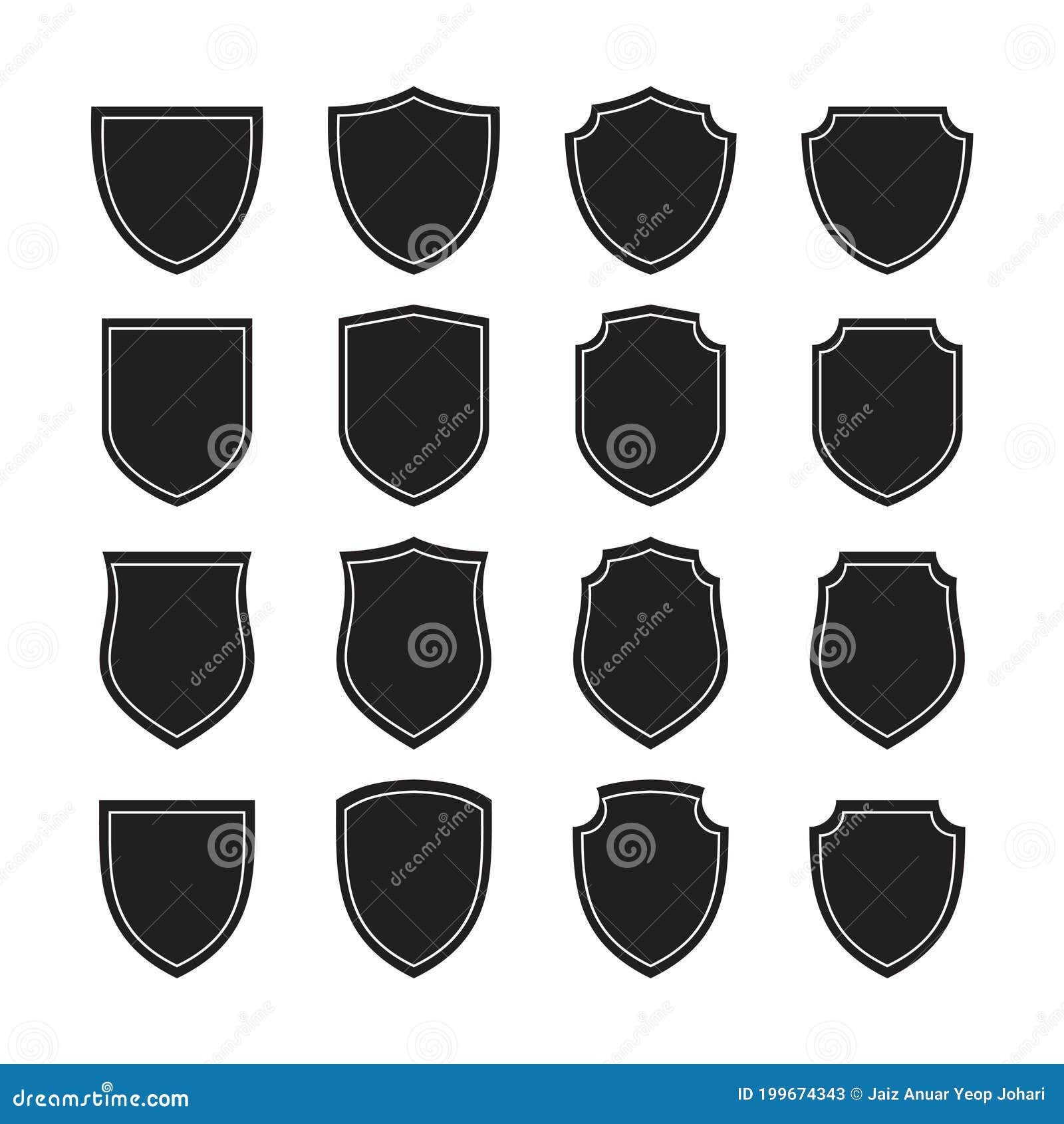 Collection of Symmetrical Shield Design. Vector Illustration Stock ...