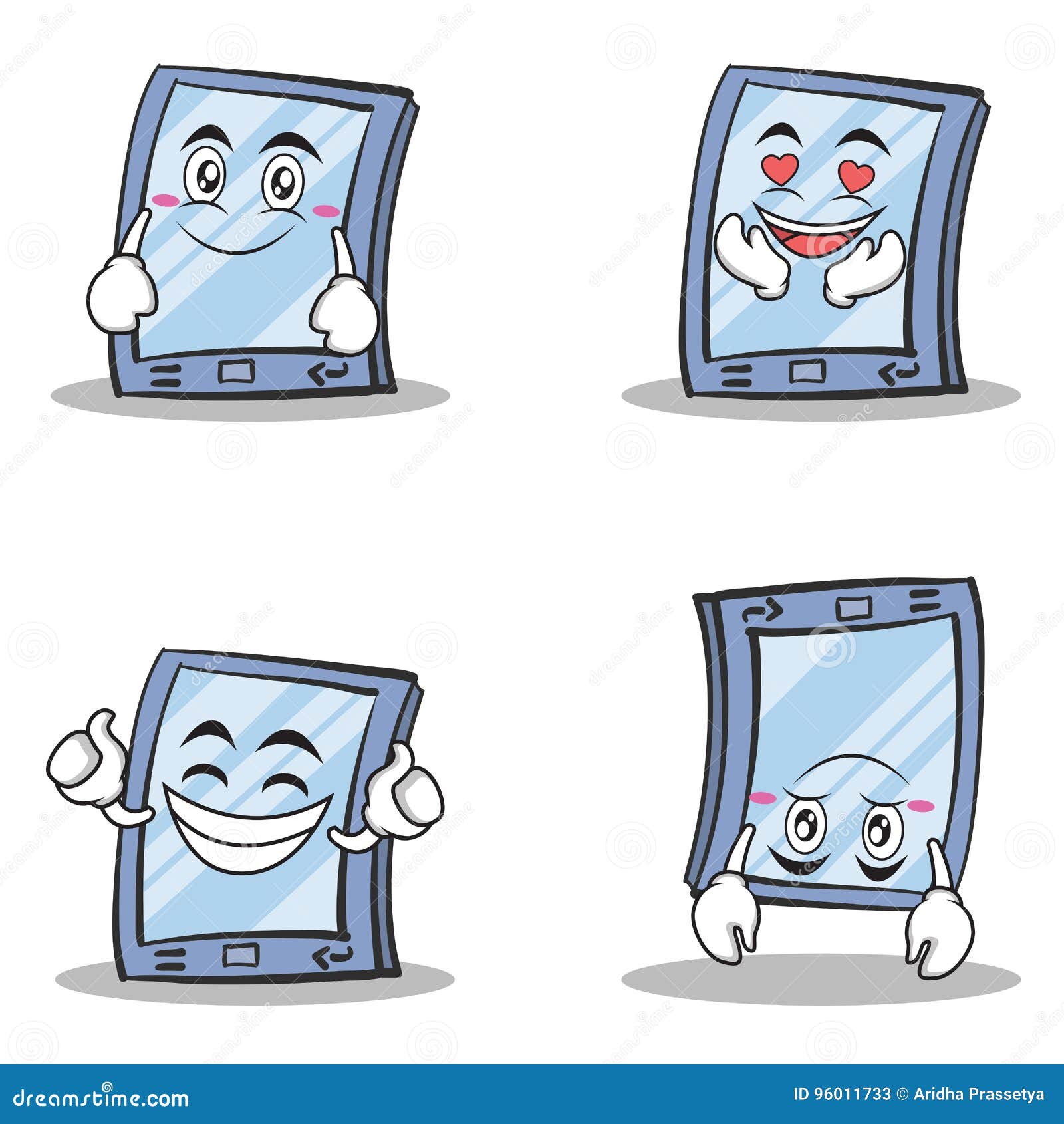 Collection of Tablet Character Cartoon Style Set Stock Vector ...