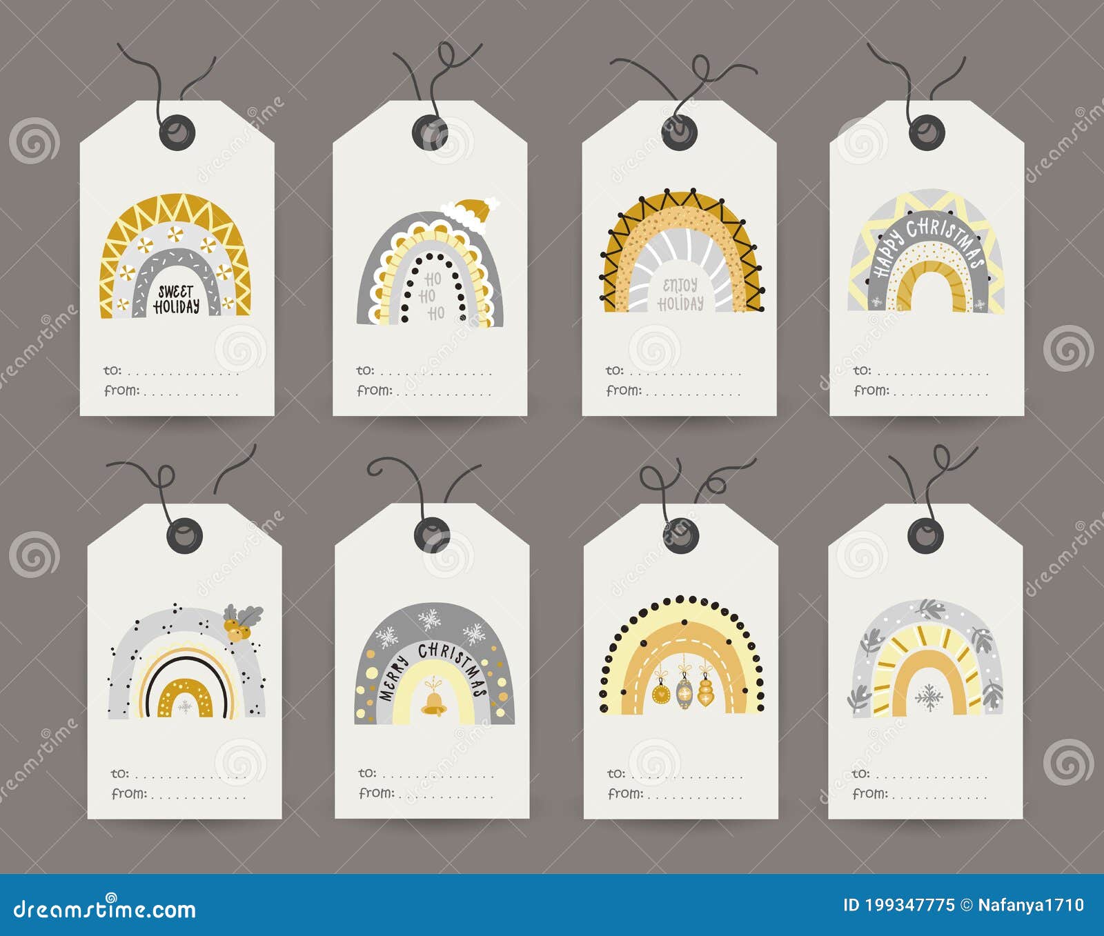 Collection of Tags with Festive Shiny Rainbows. Stock Vector ...