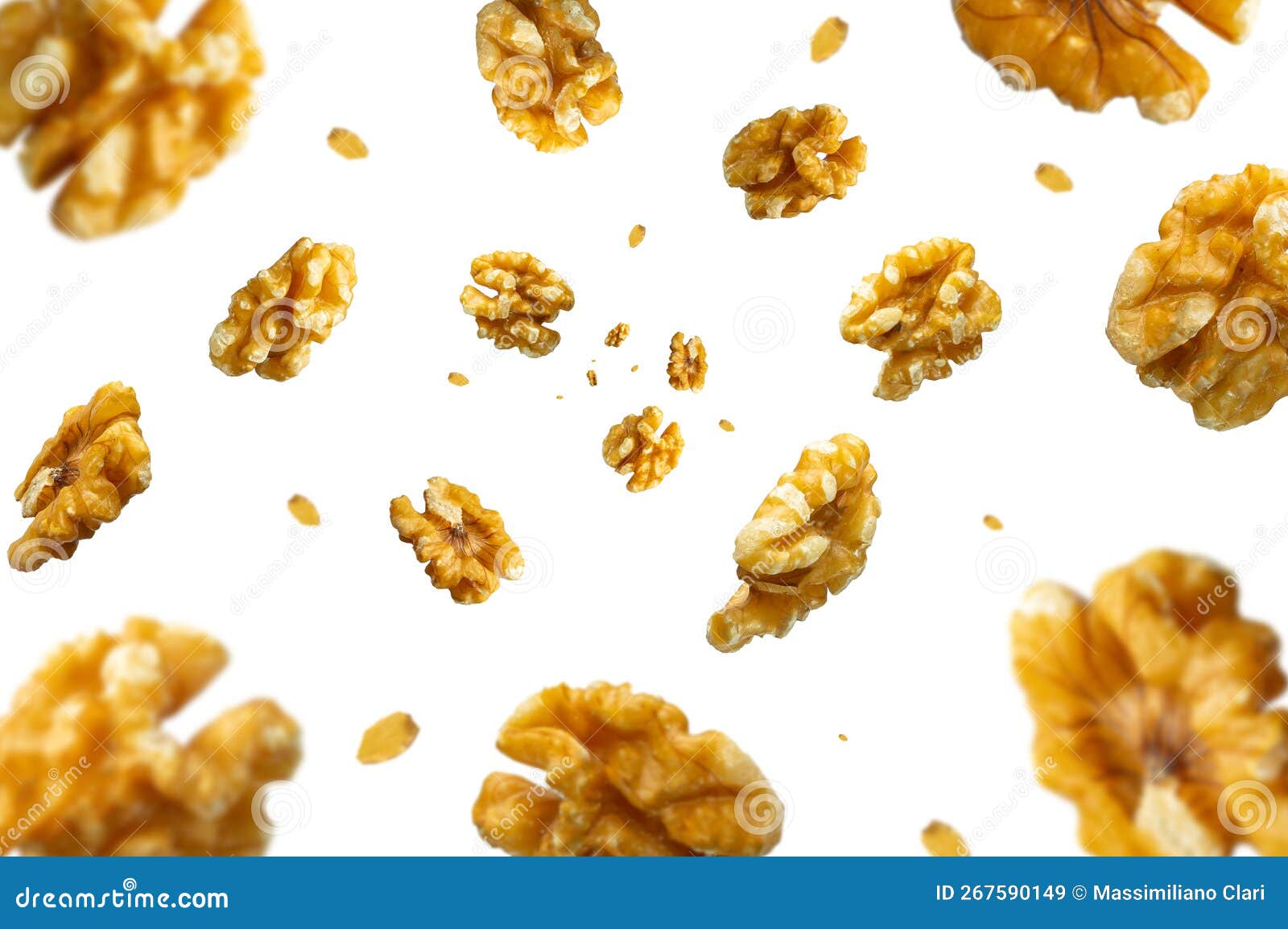 Collection of Tasty Crispy Walnut Falling Isolated on White Background ...