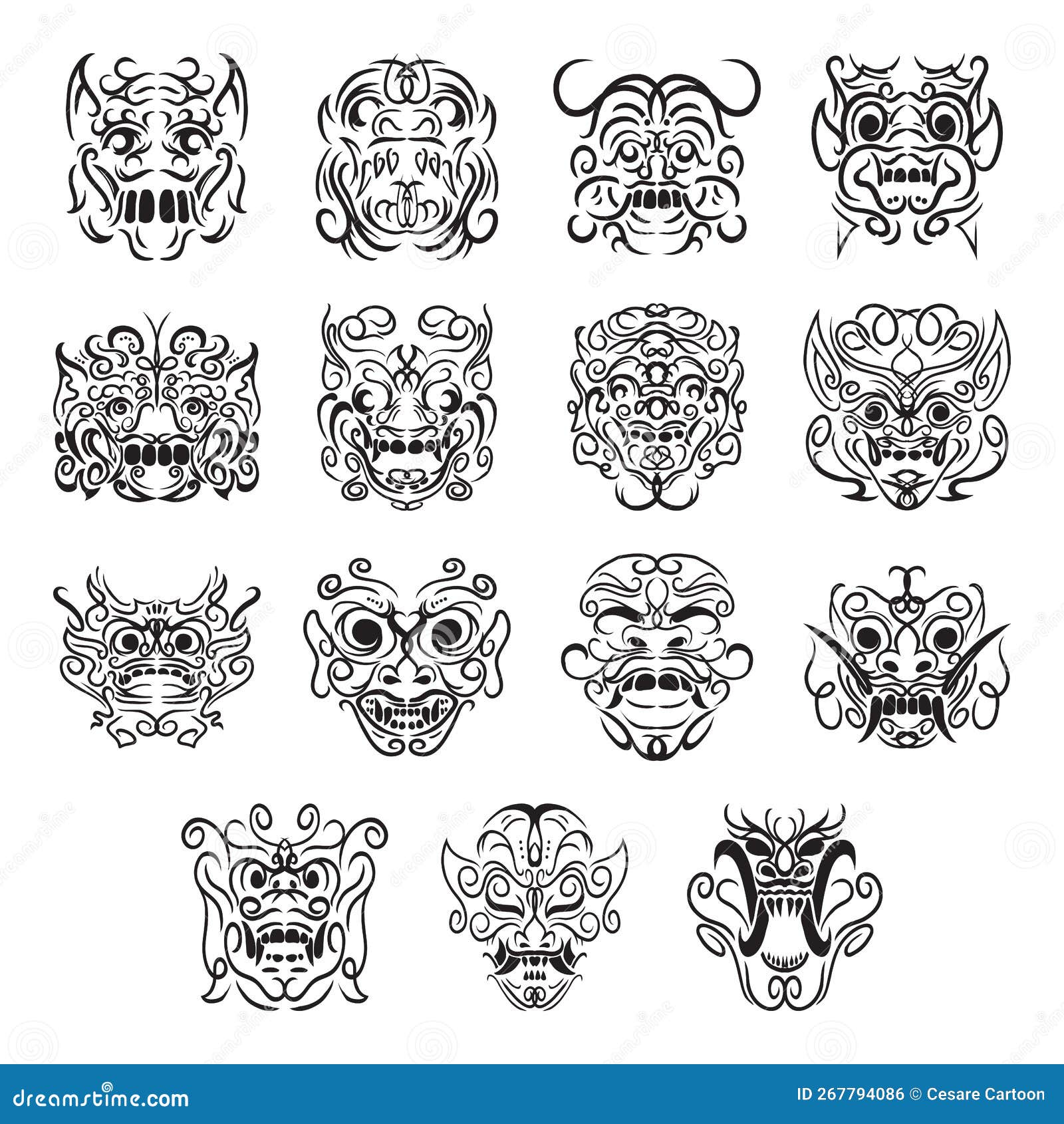 Tattoo icon set stock vector. Illustration of collection - 267794086