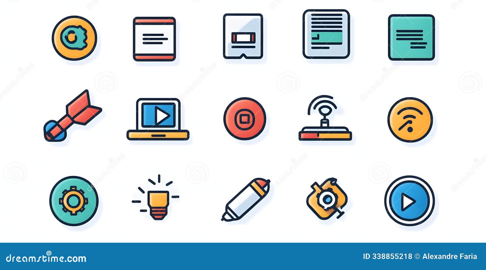 Collection of Technology and Communication Icons Stock Illustration ...