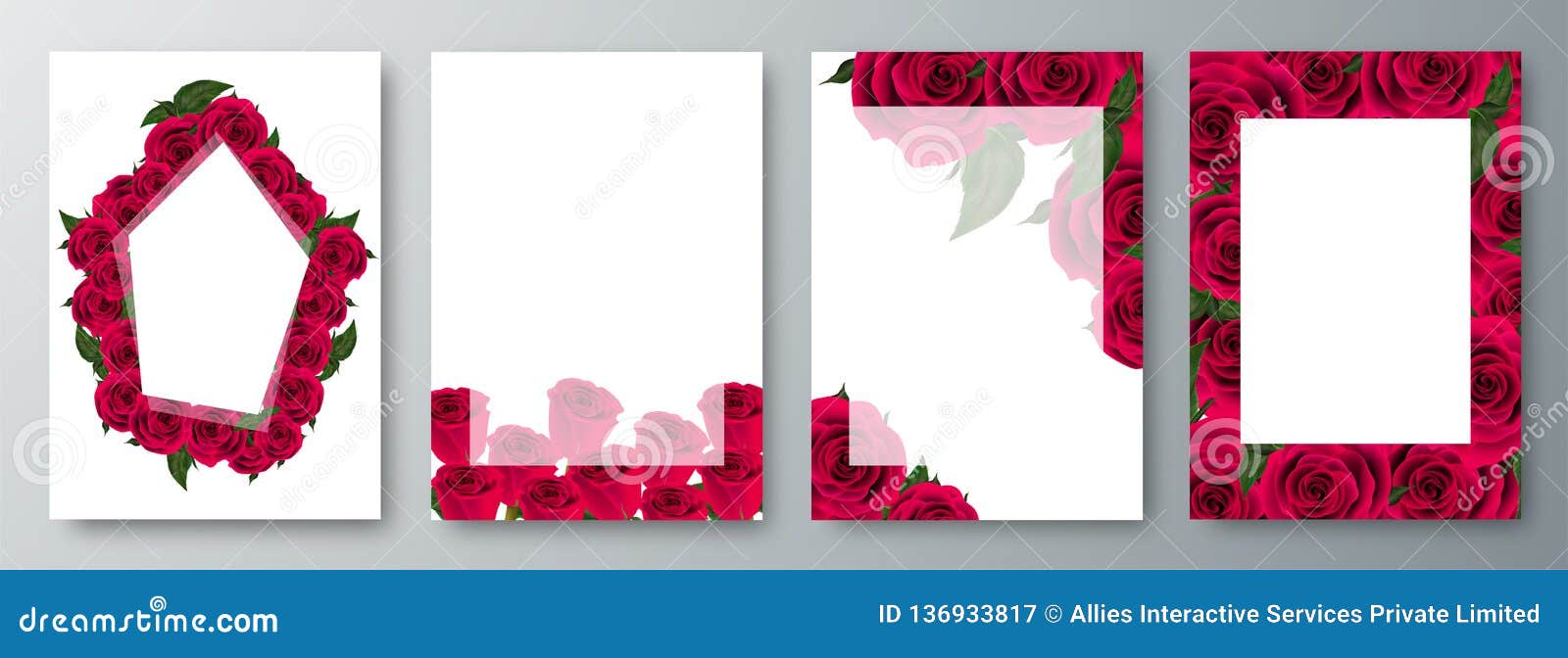 Collection of Template or Flyer Design Decorated with Rose Flowers ...