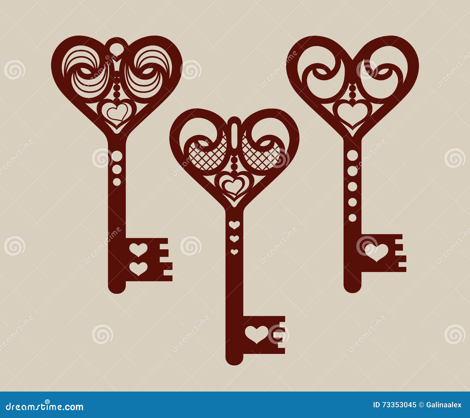 Collection of Templates of Decorative Keys Stock Vector - Illustration ...