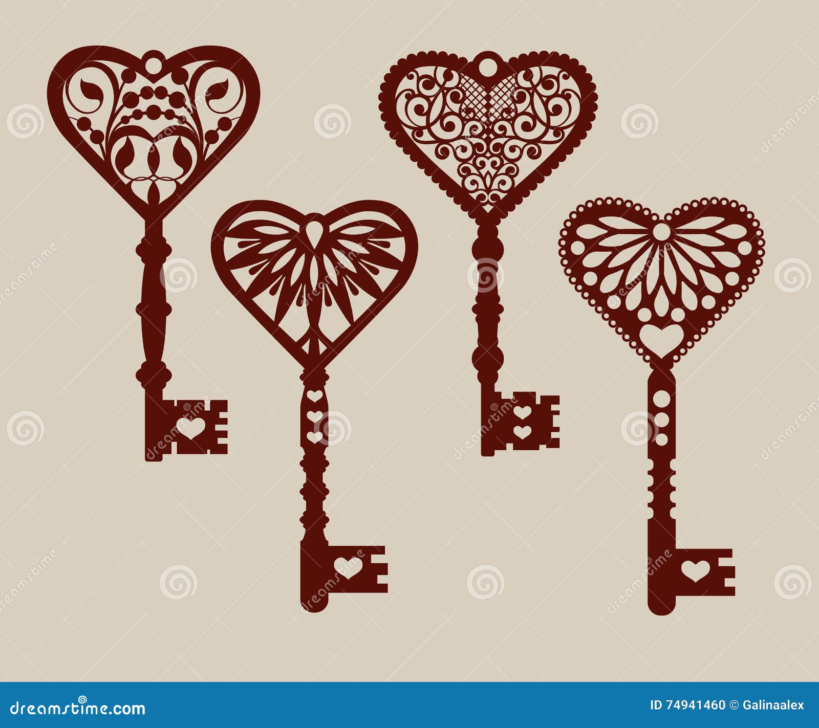 Collection of Templates of Decorative Keys Stock Vector - Illustration ...