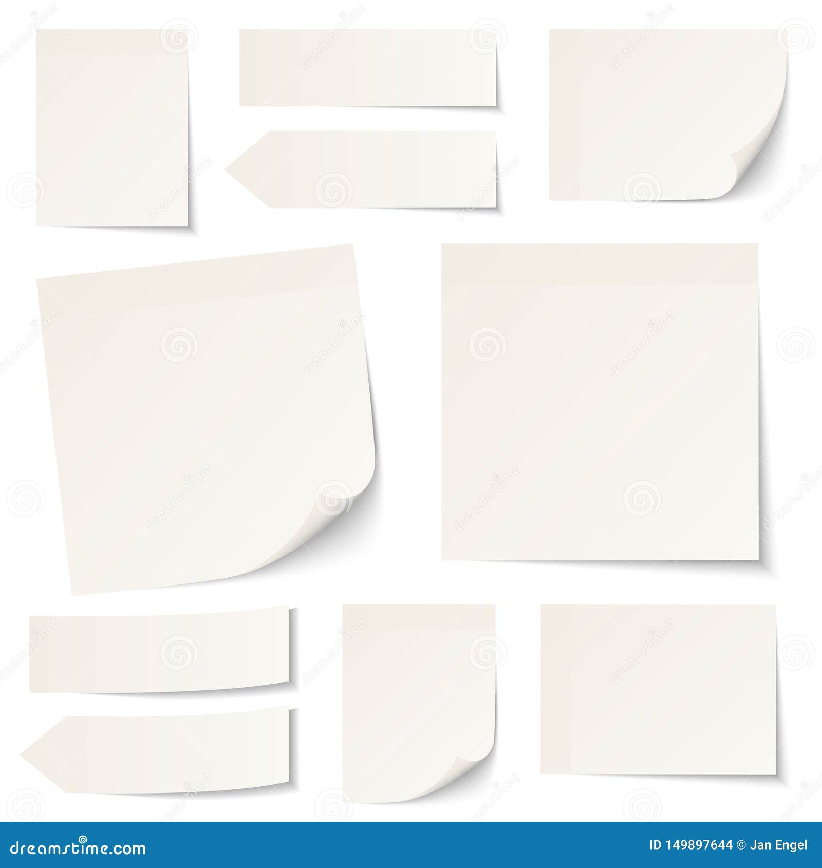 Set of Different Beige Sticky Notes with Shadow Stock Vector ...