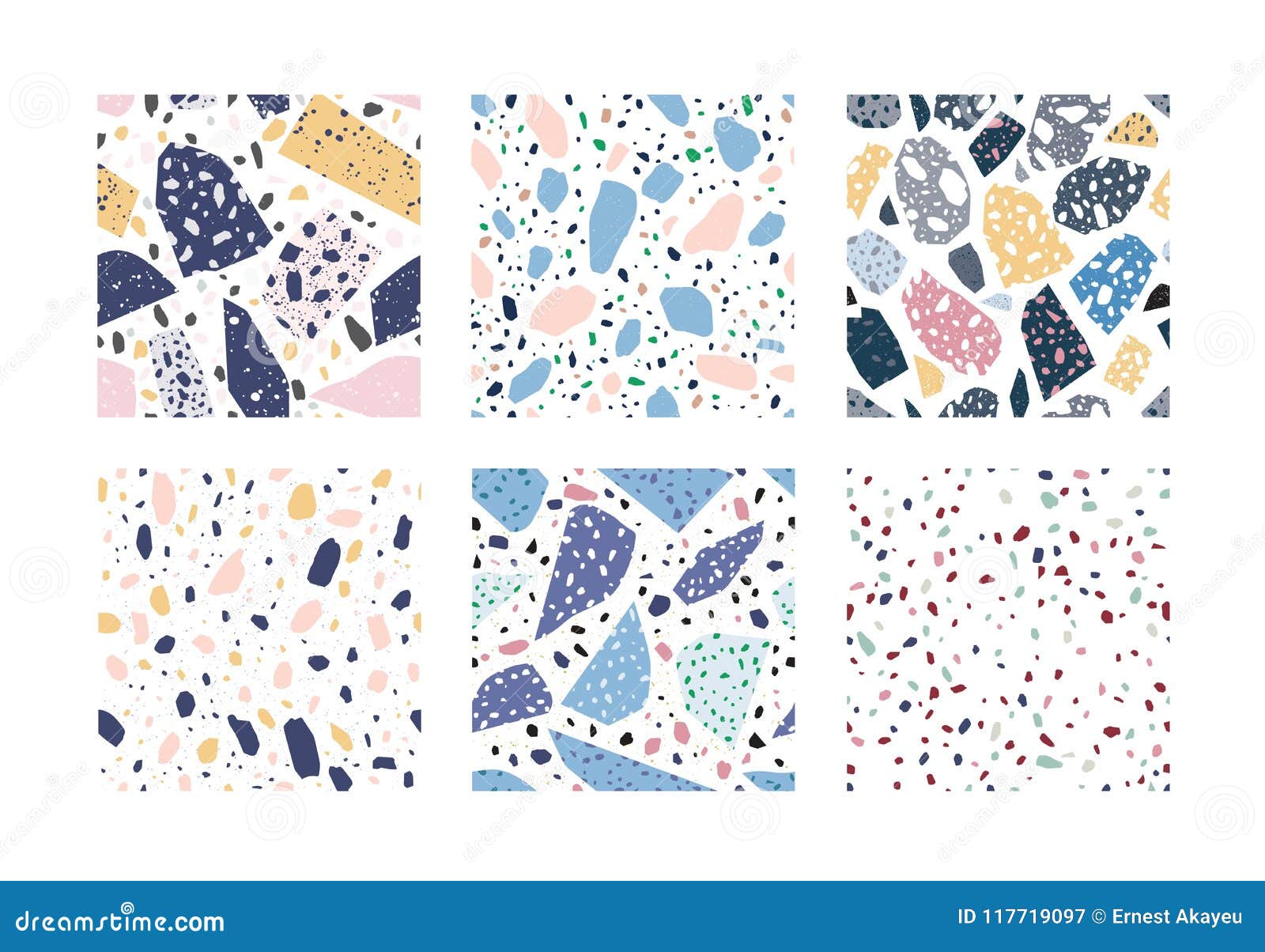 Collection of Terrazzo Geometric Textures. Bundle of Seamless Patterns ...