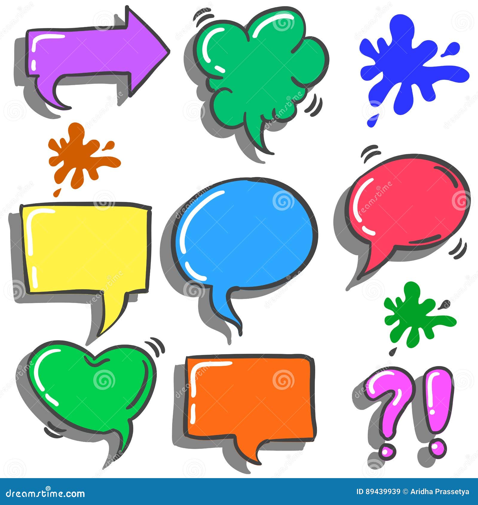 Collection of Text Balloon Set Colorful Stock Vector - Illustration of ...