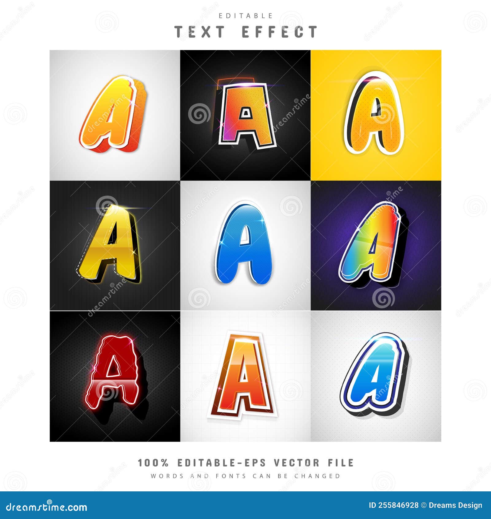 Collection of Text Effect Vector Designs Stock Vector - Illustration of ...