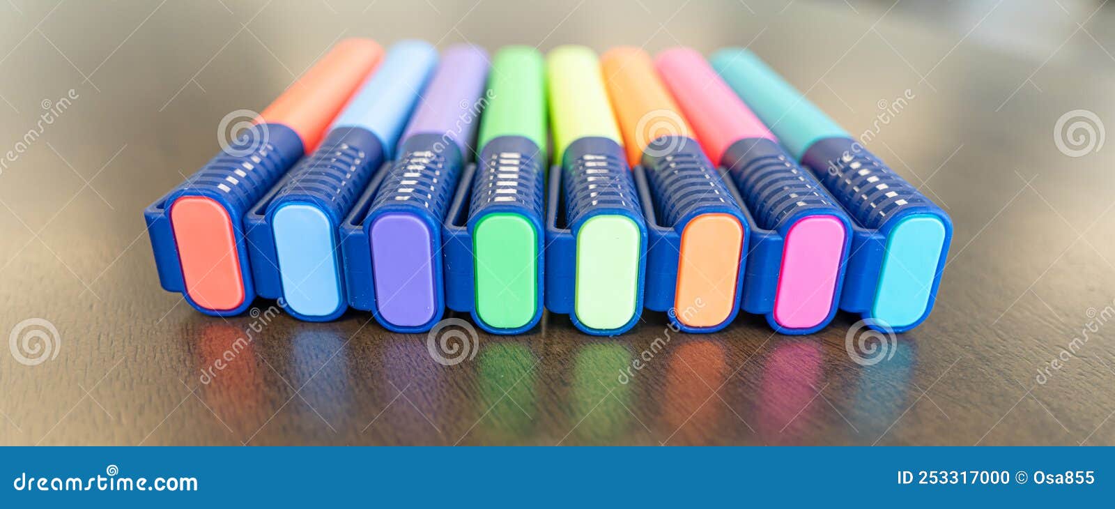 Collection of Text Marker Highlighters on Table Surface Stock Photo ...