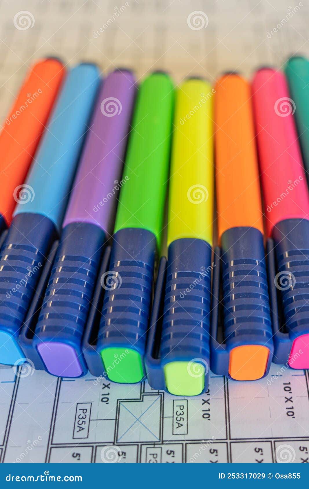 Collection of Text Marker Highlighters on Table Surface Stock Image ...