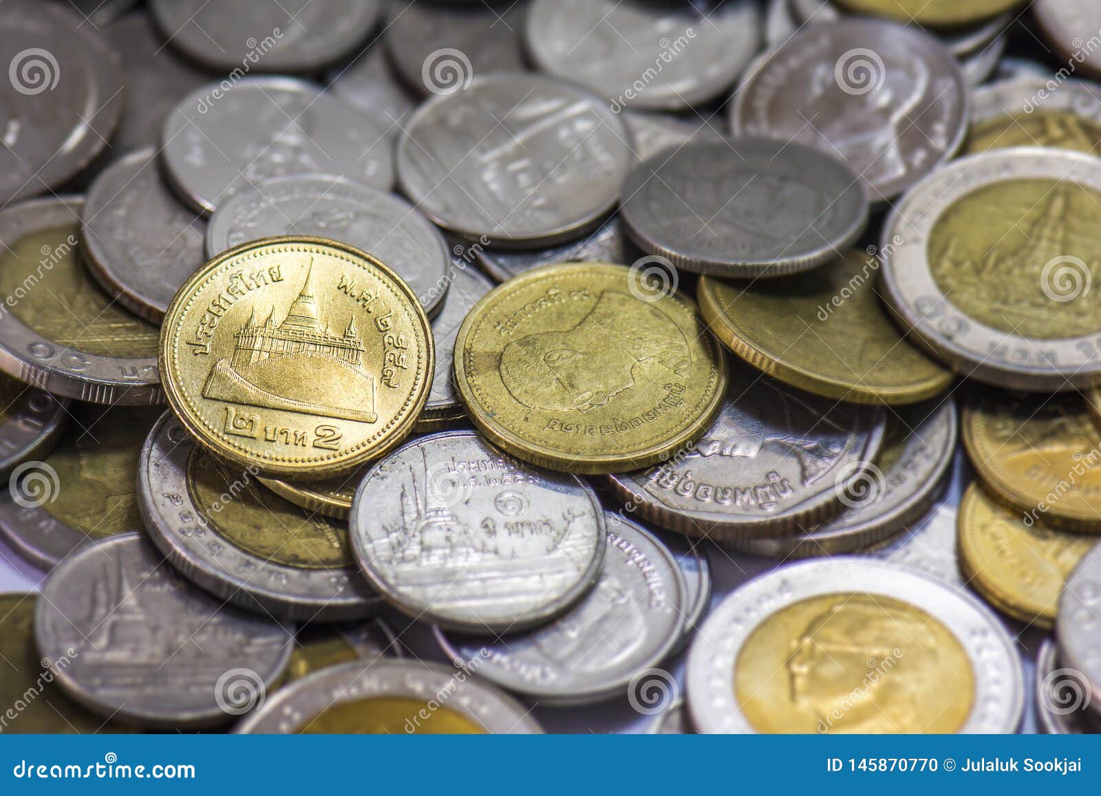 Collection of Thai coins stock photo. Image of baht - 145870770