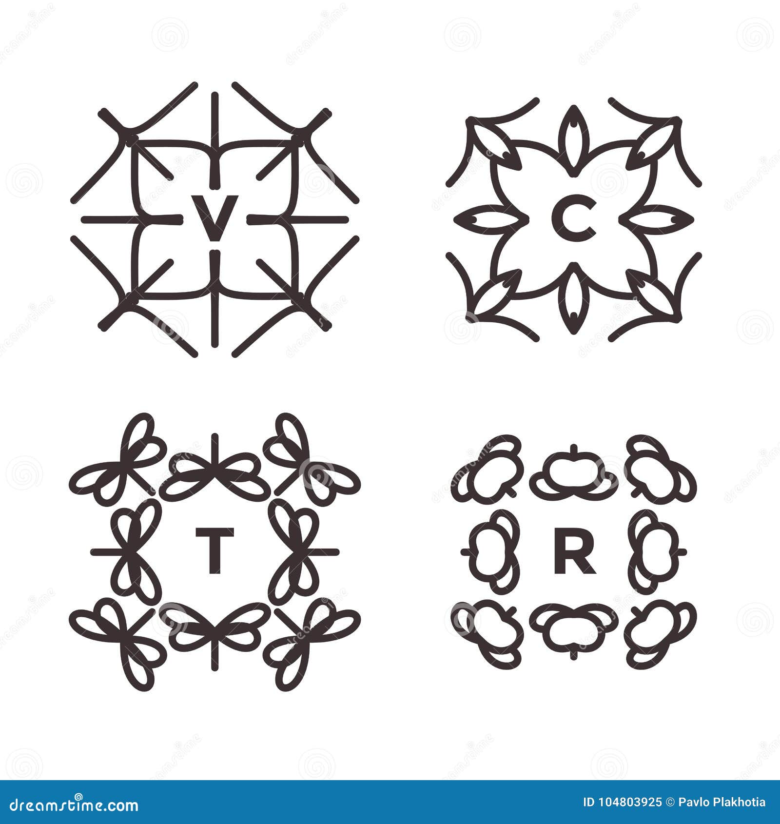Collection of Thin Icons for Logo Design. Linear Design Elements ...