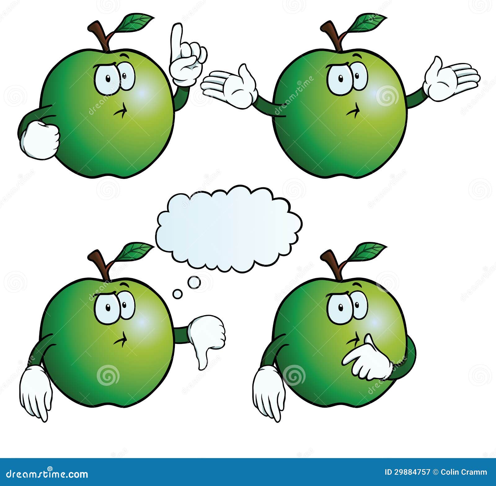 Thinking apple set stock vector. Illustration of pointing - 29884757