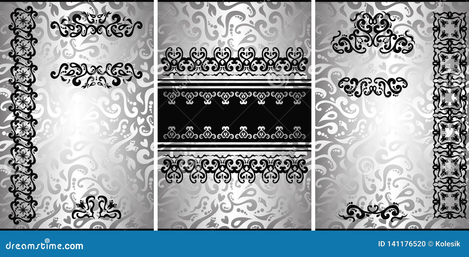 Collection of Three Cards with Design Elements Stock Vector ...