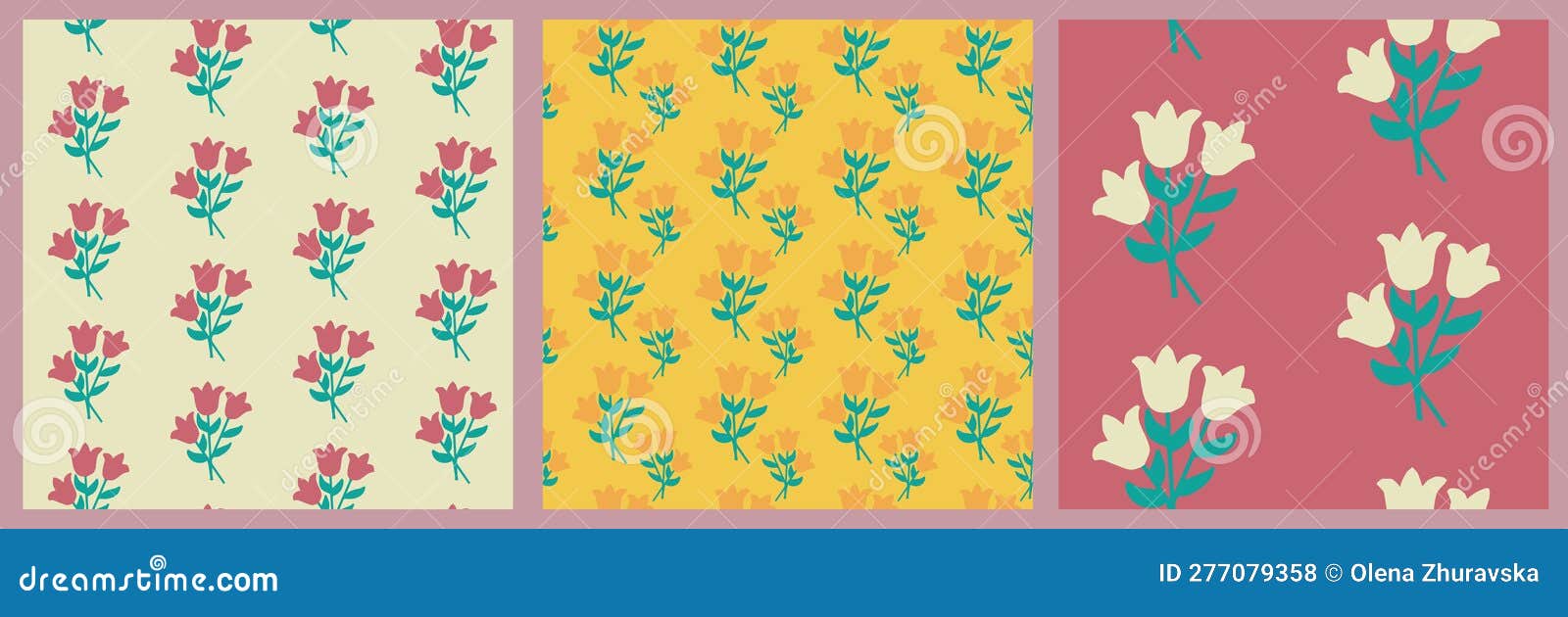 Collection of Three Cutout Floral Seamless Pattern Stock Illustration ...