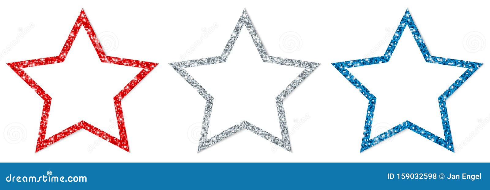 Set of Three Frame Stars Sparkling Red Silver Blue Stock Vector ...