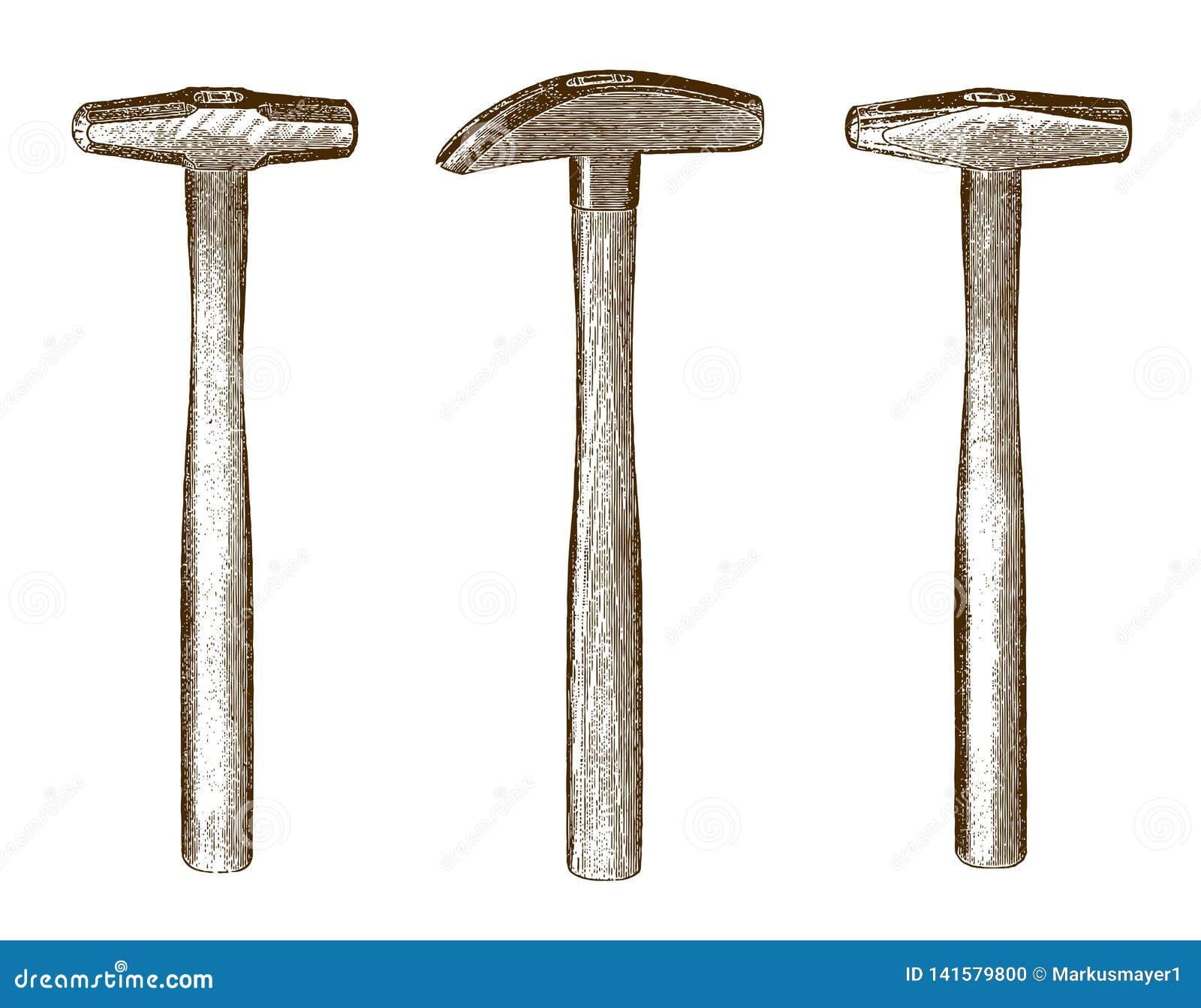 Collection of Three Historical Hammers Stock Vector - Illustration of ...