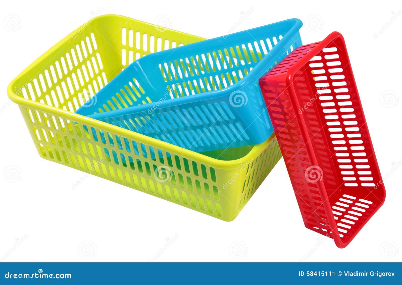 Collection of Three Plastic Boxes of Different Colors and Sizes. Stock ...