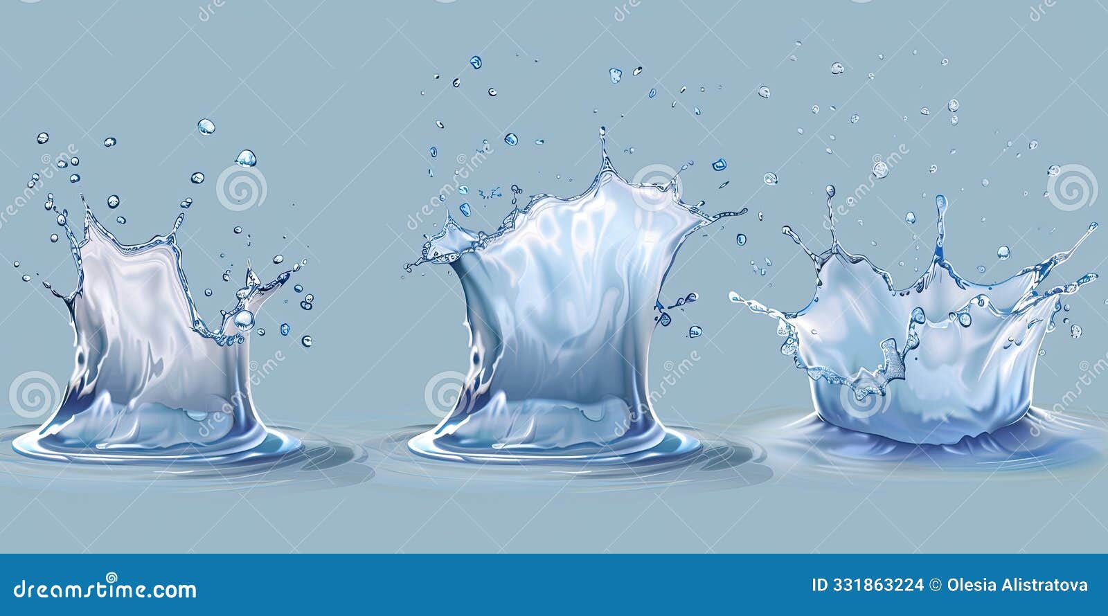 Collection of Three Realistic Water Splashes Stock Illustration ...