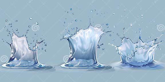 Collection of Three Realistic Water Splashes Stock Illustration ...