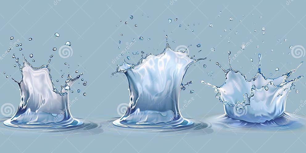 Collection of Three Realistic Water Splashes Stock Illustration ...