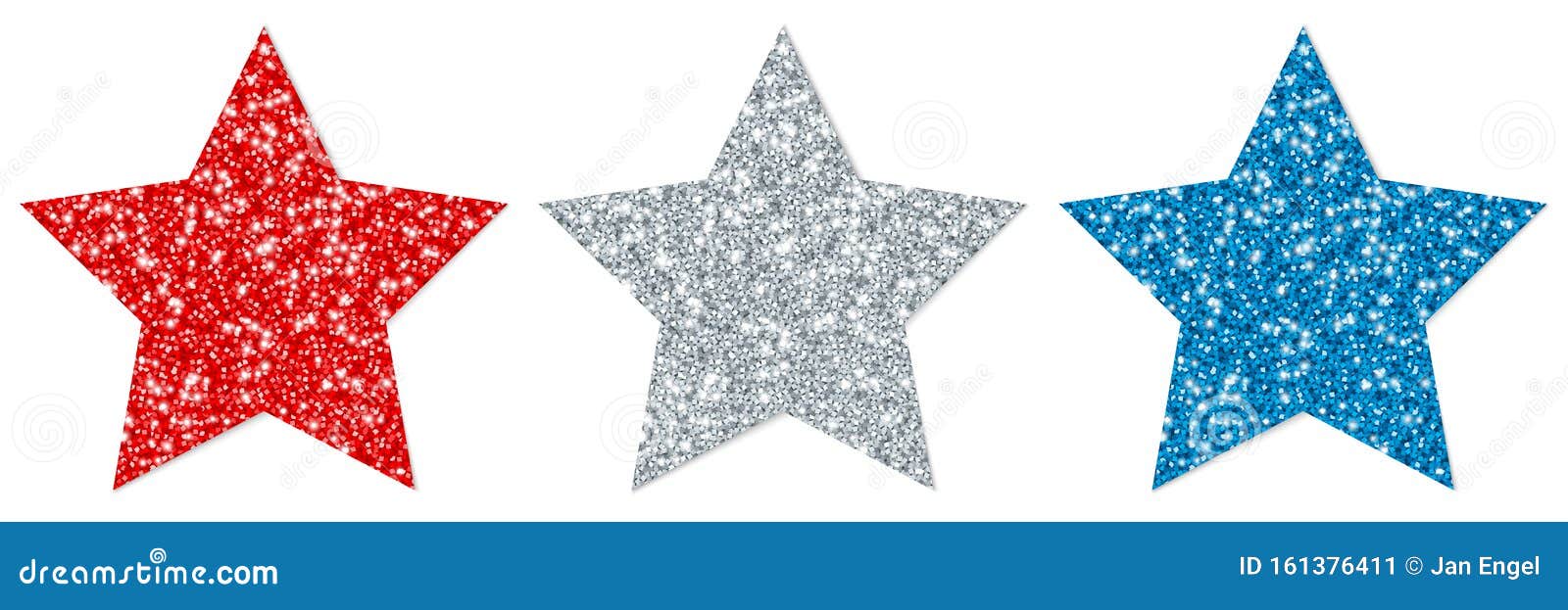 Set of Three Stars Sparkling Red Silver Blue Stock Vector ...