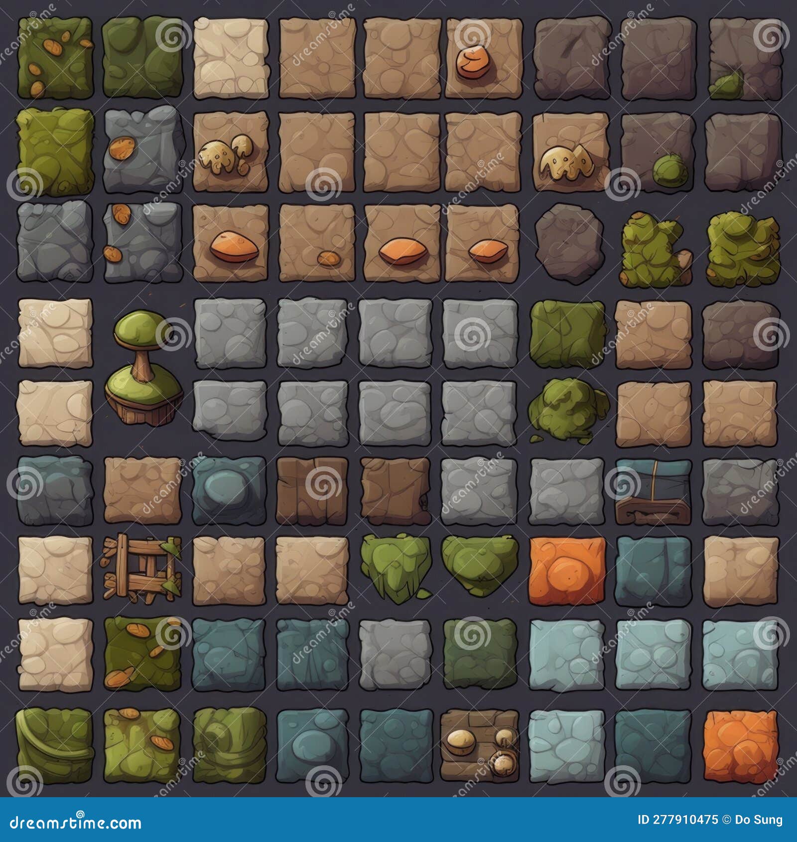 Collection of Tiles for 2D Game Stock Illustration - Illustration of ...