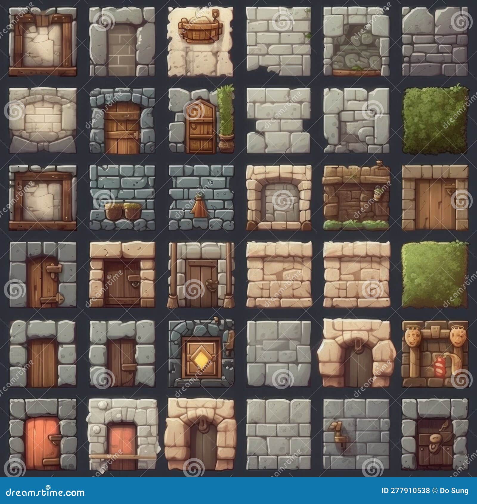 Collection of Tiles for 2D Game Stock Illustration - Illustration of ...