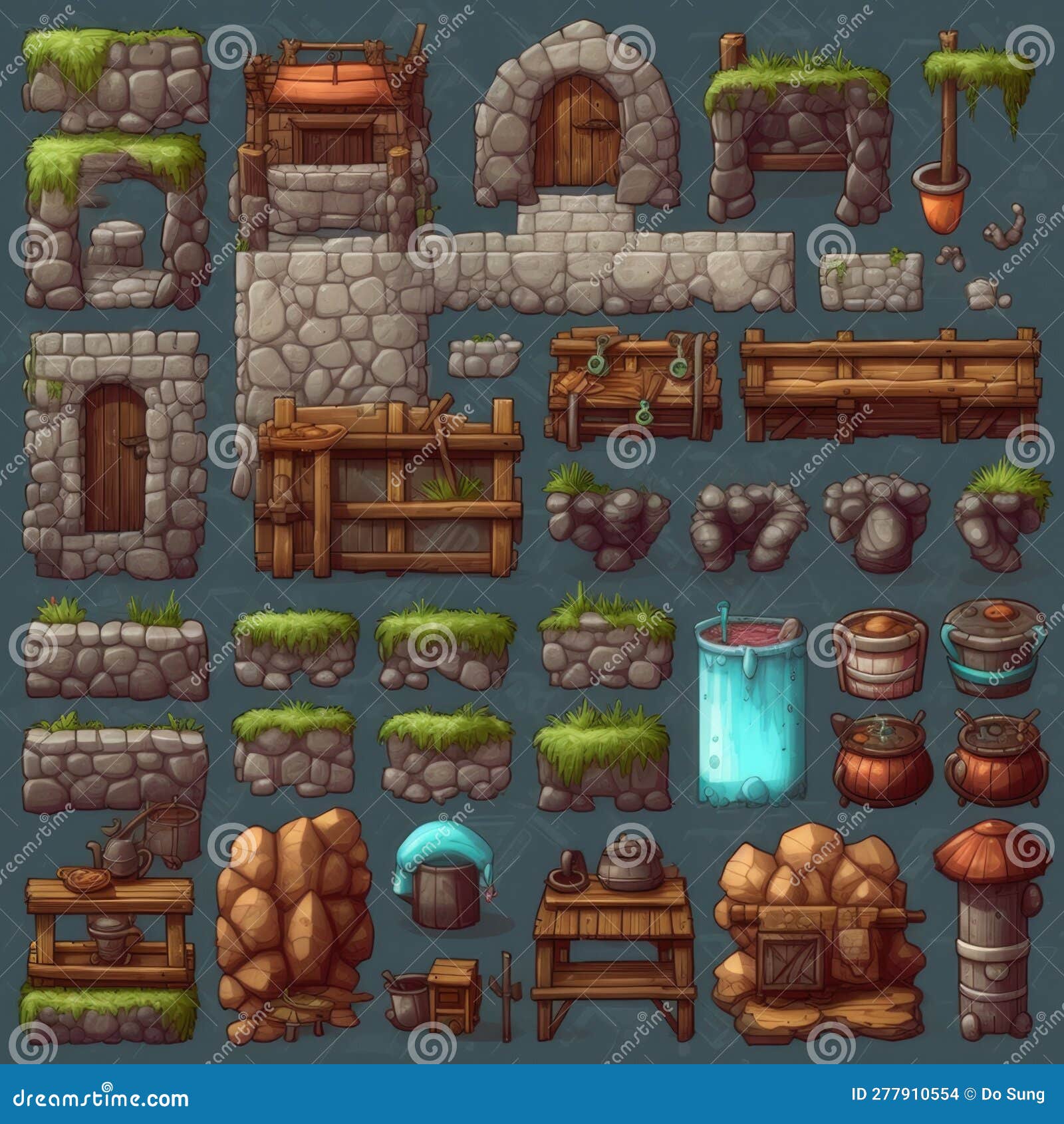Collection Of Tiles For 2D Game Royalty-Free Stock Image ...