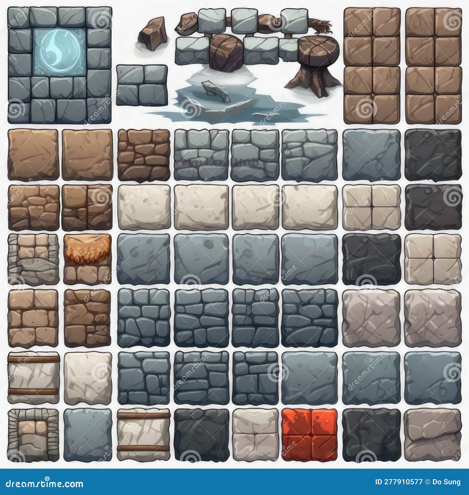 Collection of Tiles for 2D Game Stock Illustration - Illustration of ...