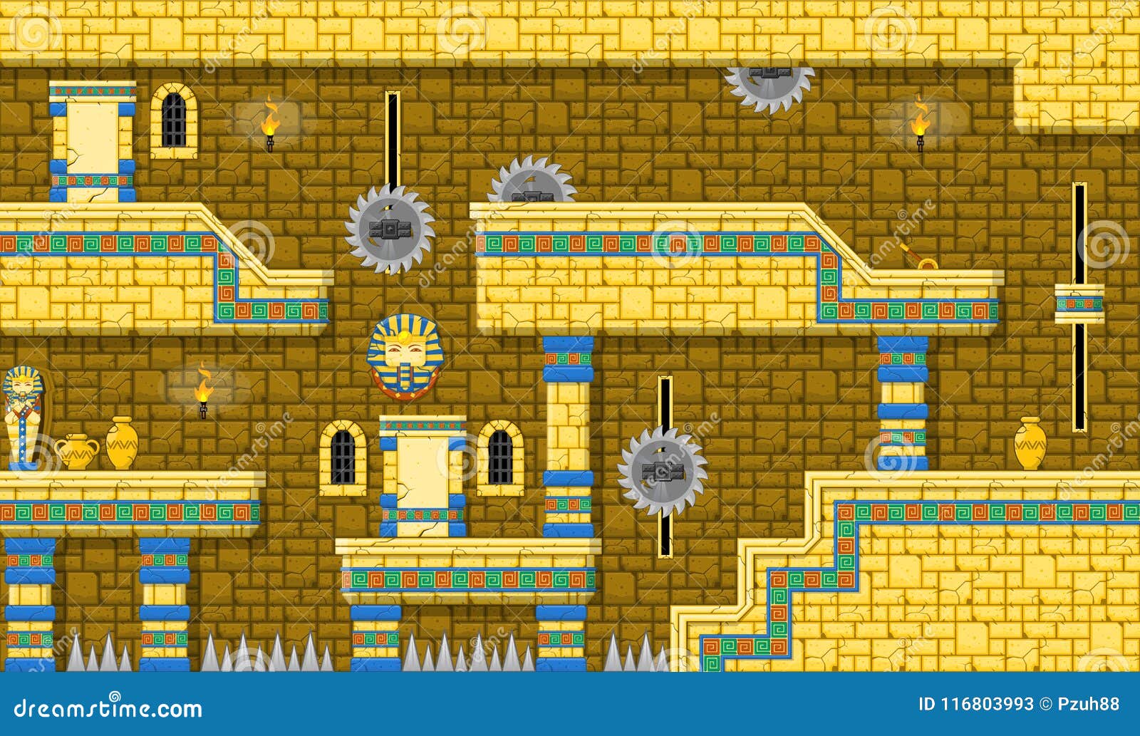 Ancient Pyramid Platformer Tileset Cartoon Vector | CartoonDealer.com ...