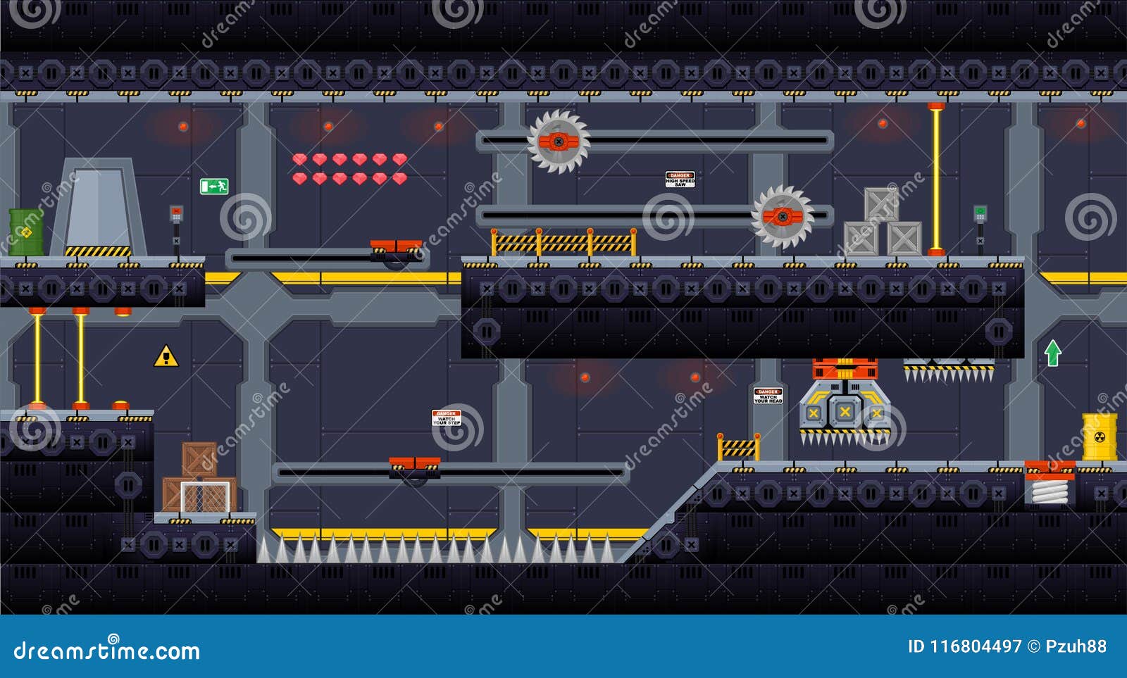 Sci-fi Factory Platformer Tileset Cartoon Vector | CartoonDealer.com ...
