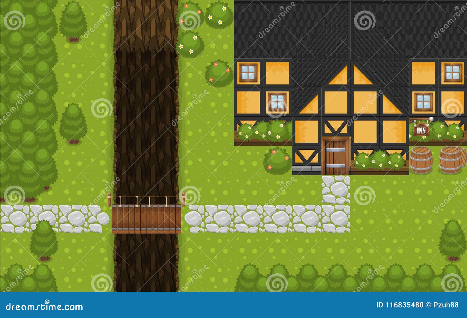 Medieval Village Top Down Game Tileset Vector Illustration ... Medieval Village Top Down Game Tileset Vector Illustration ...