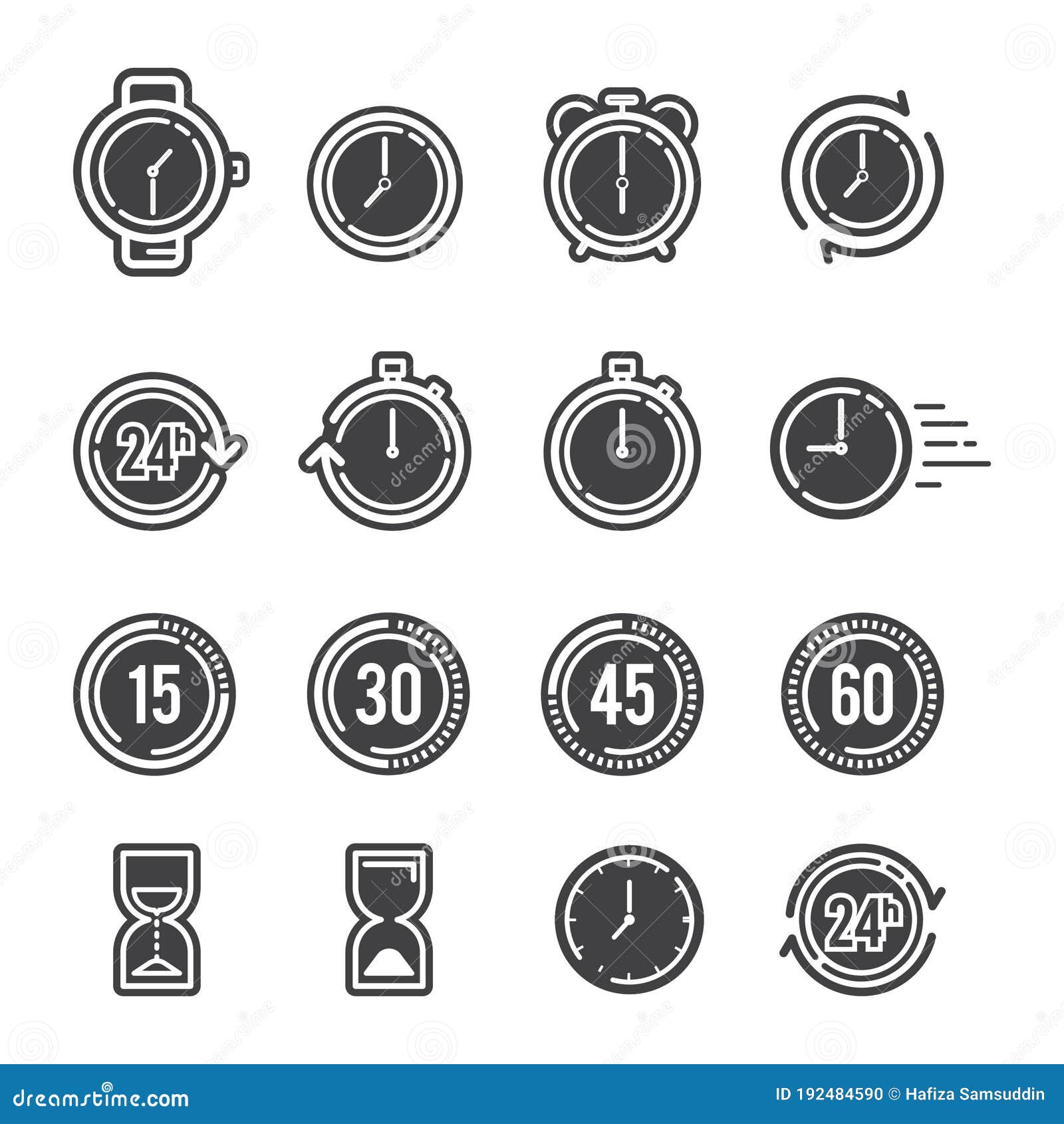 Collection of Time Icons. Vector Illustration Decorative Design Stock ...