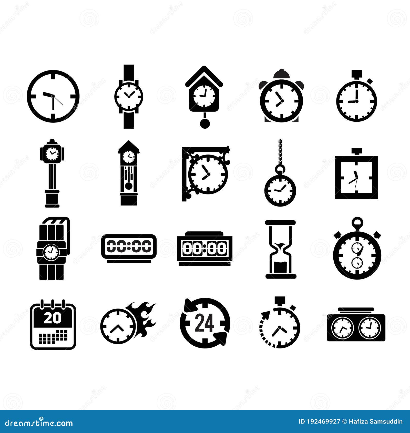 Collection of Timepiece Icons. Vector Illustration Decorative Design ...