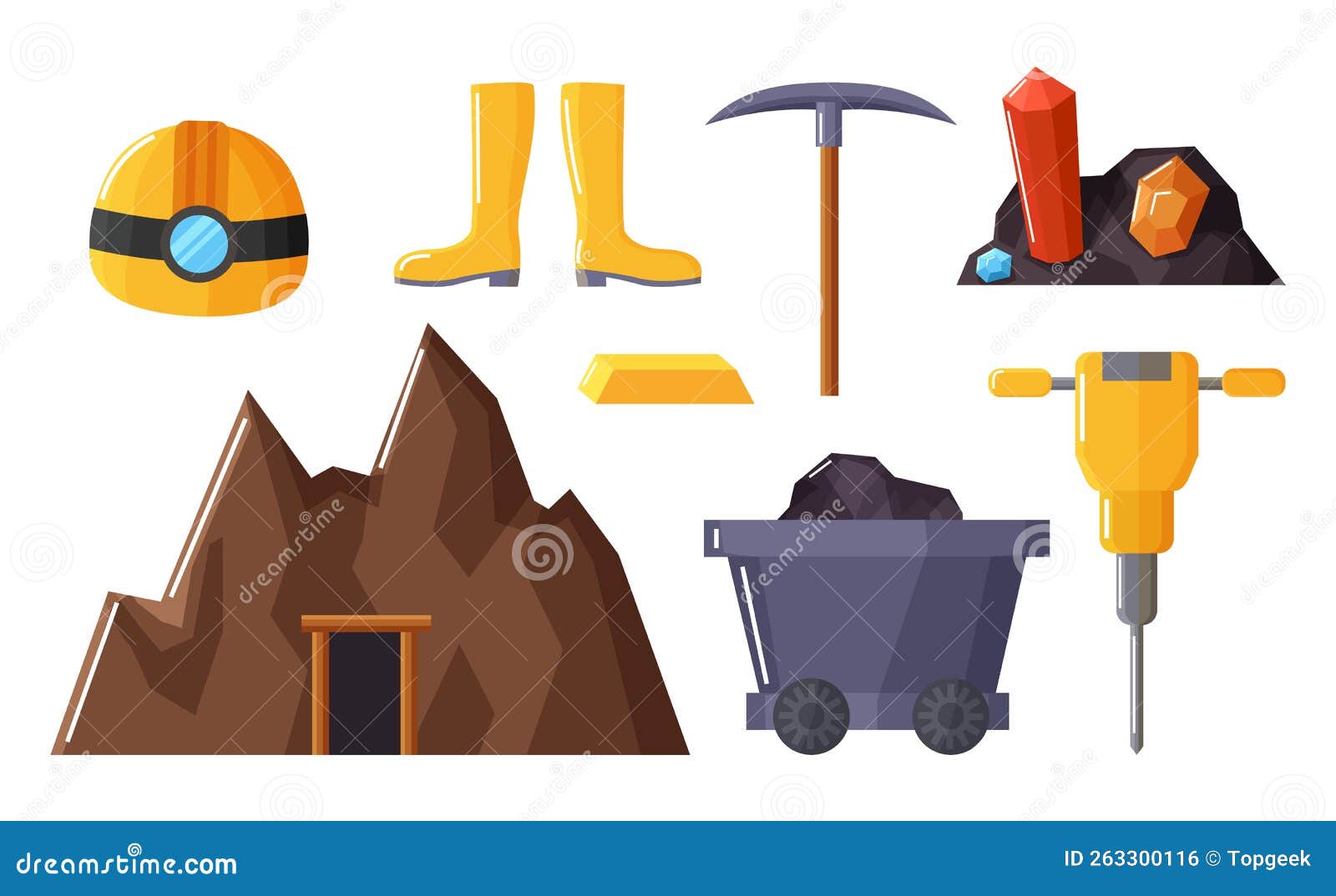 Mining Industry Equipments and Objects Vector Stock Vector ...