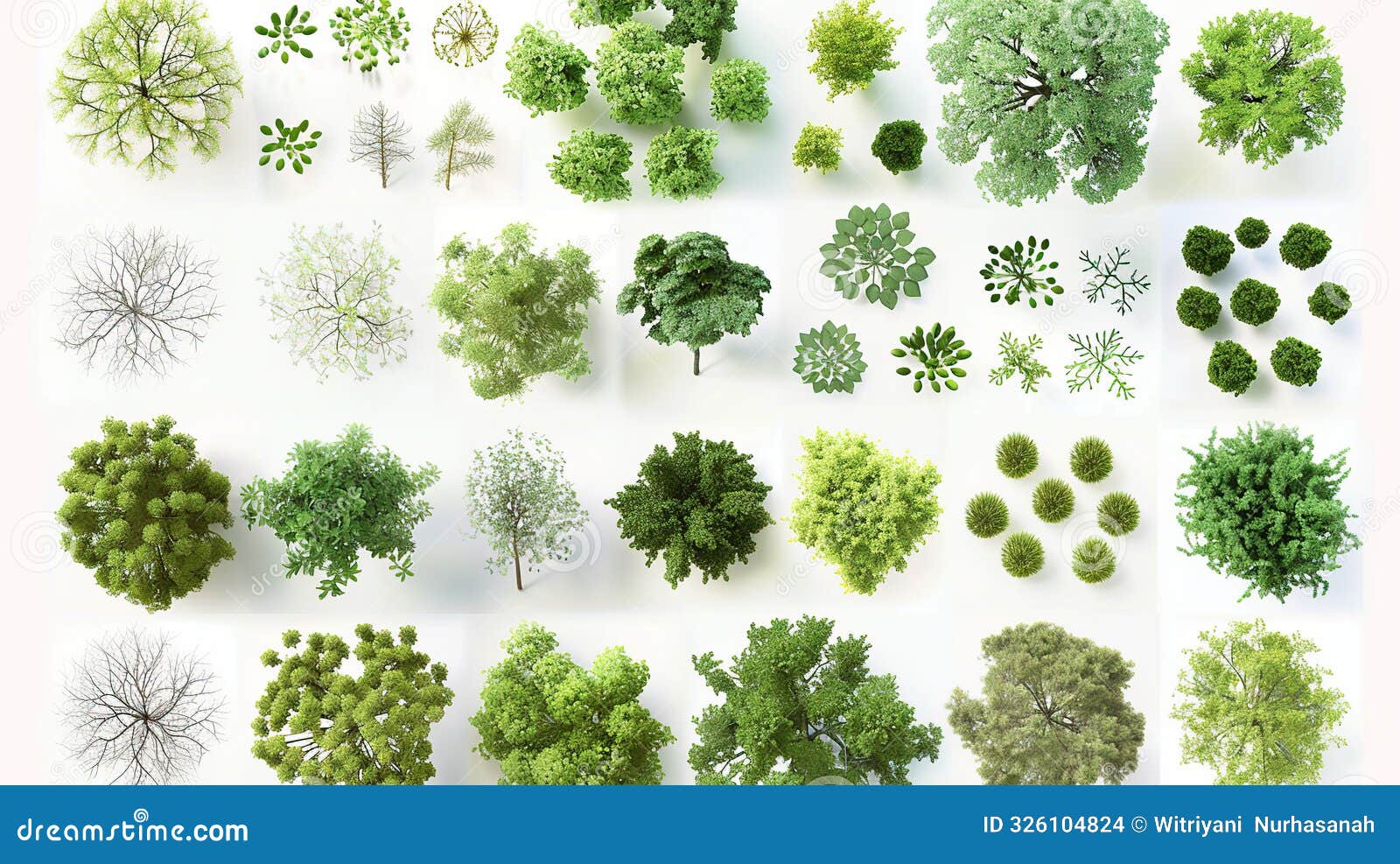 Collection of Top-Down View Tree Illustrations Stock Illustration ...