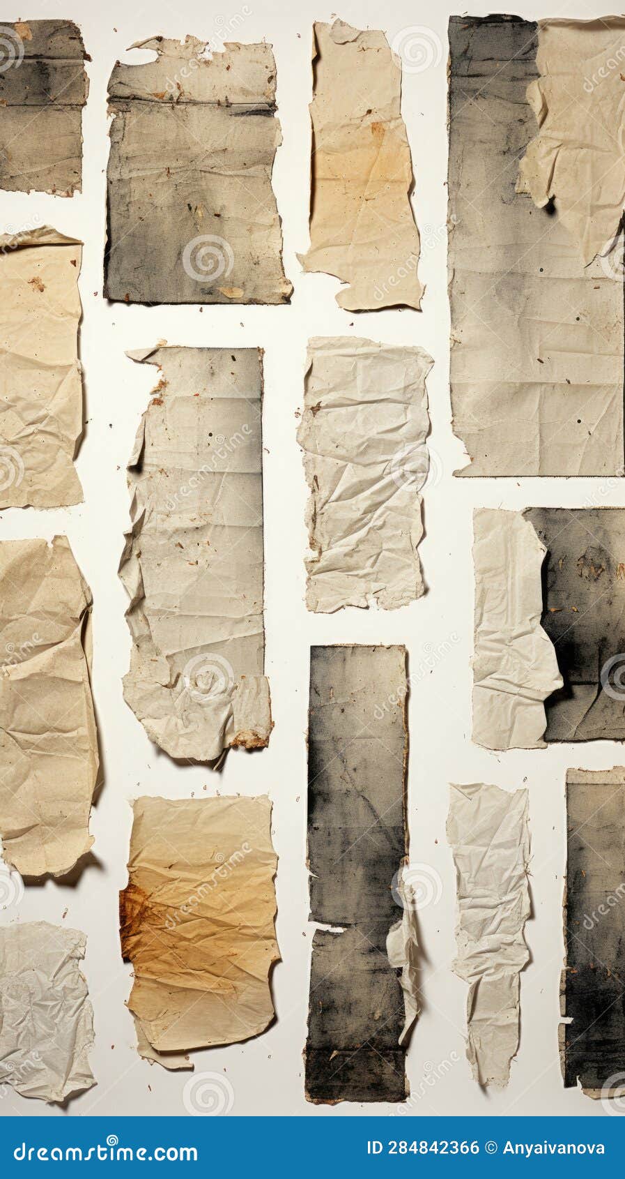 A Collection of Torn Pieces of Paper on a White Surface. Stock ...